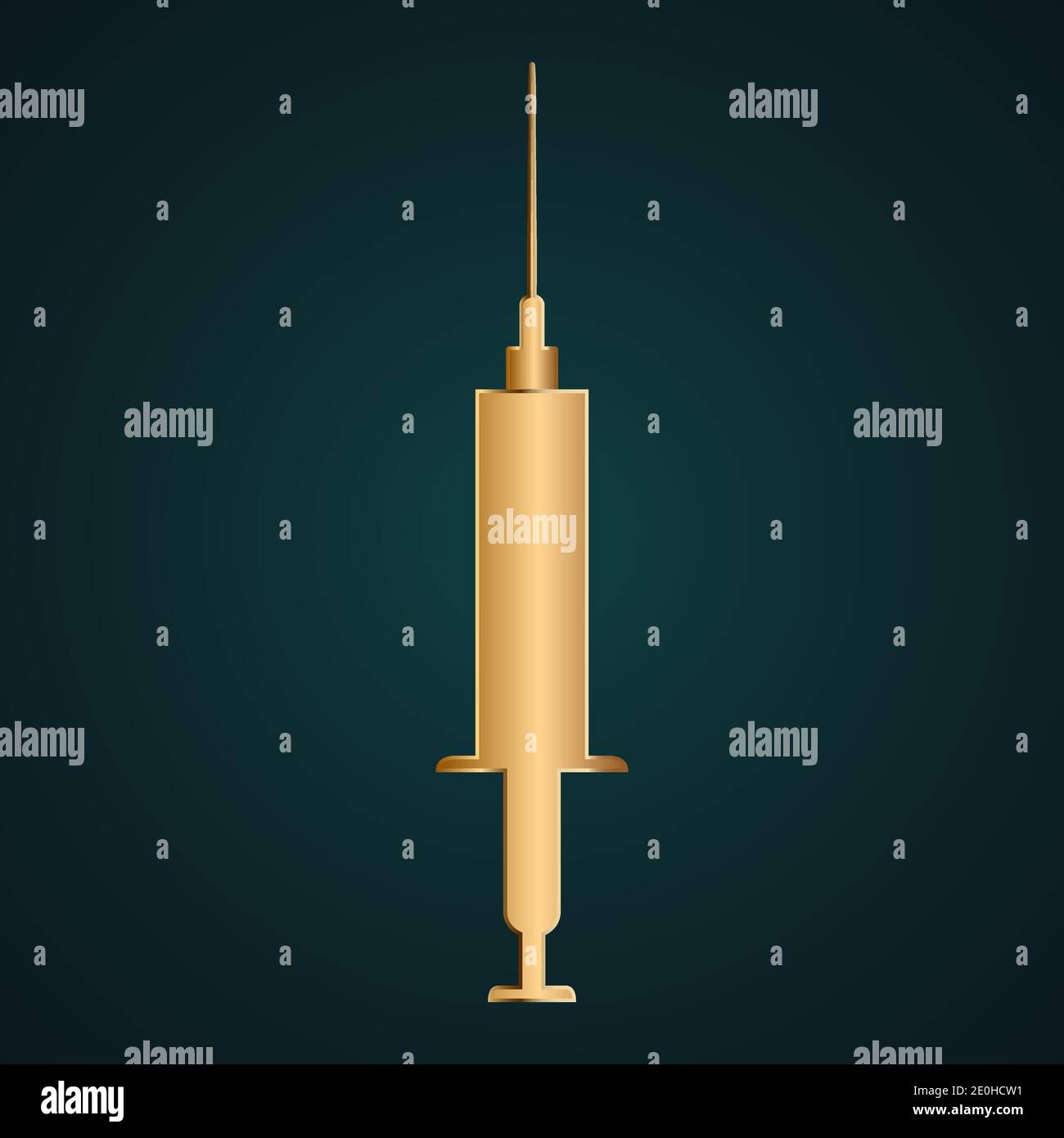 Hypodermic needle icon vector logo. Gold metal with dark background ...