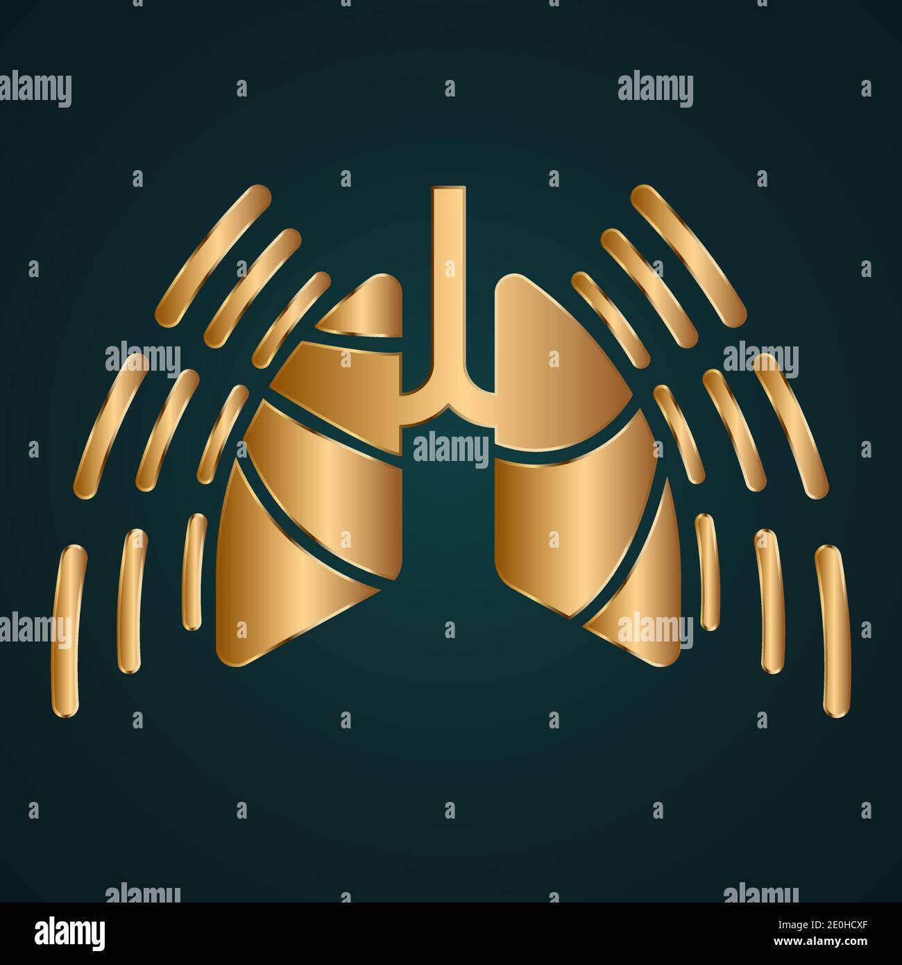 Lung pneumonia sick vector. Gold metal with dark background Stock ...