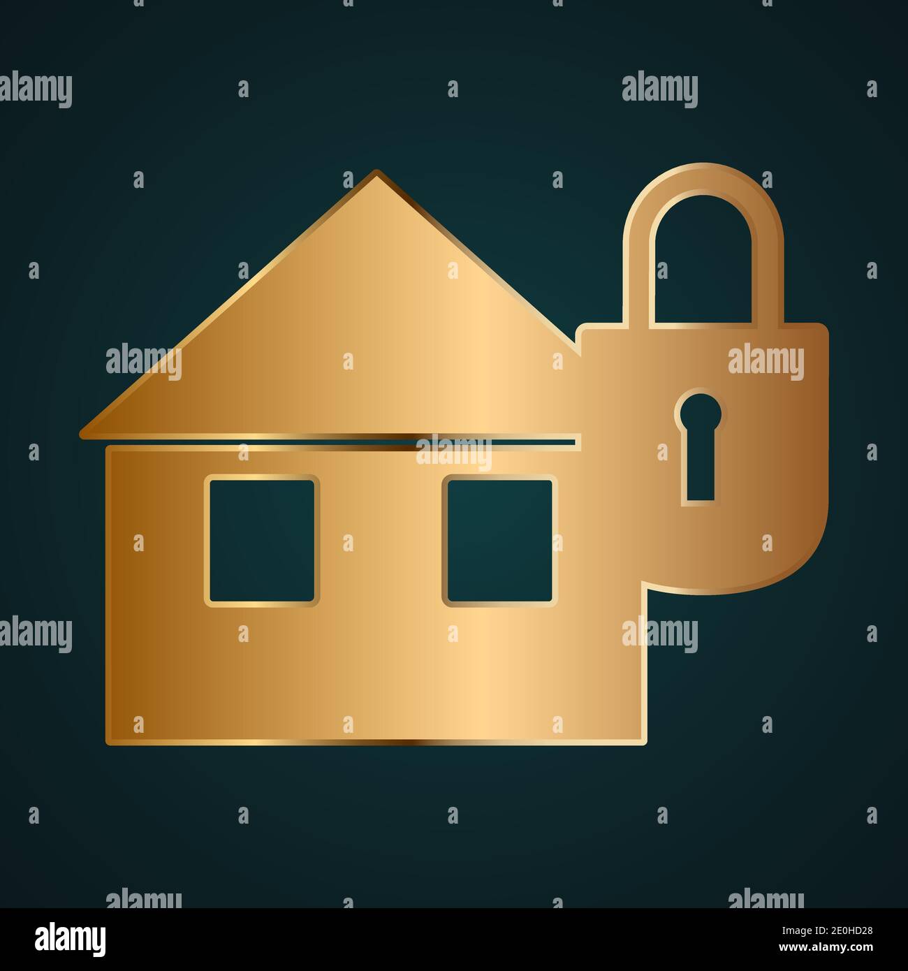 Security house lock vector. Gold metal with dark background Stock ...