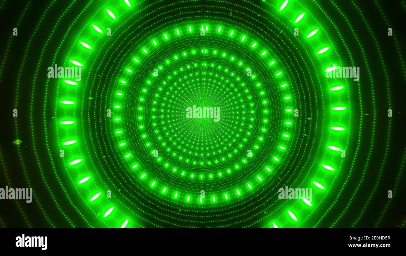 Green neon particles green glowing design tunnel 3d illustration ...