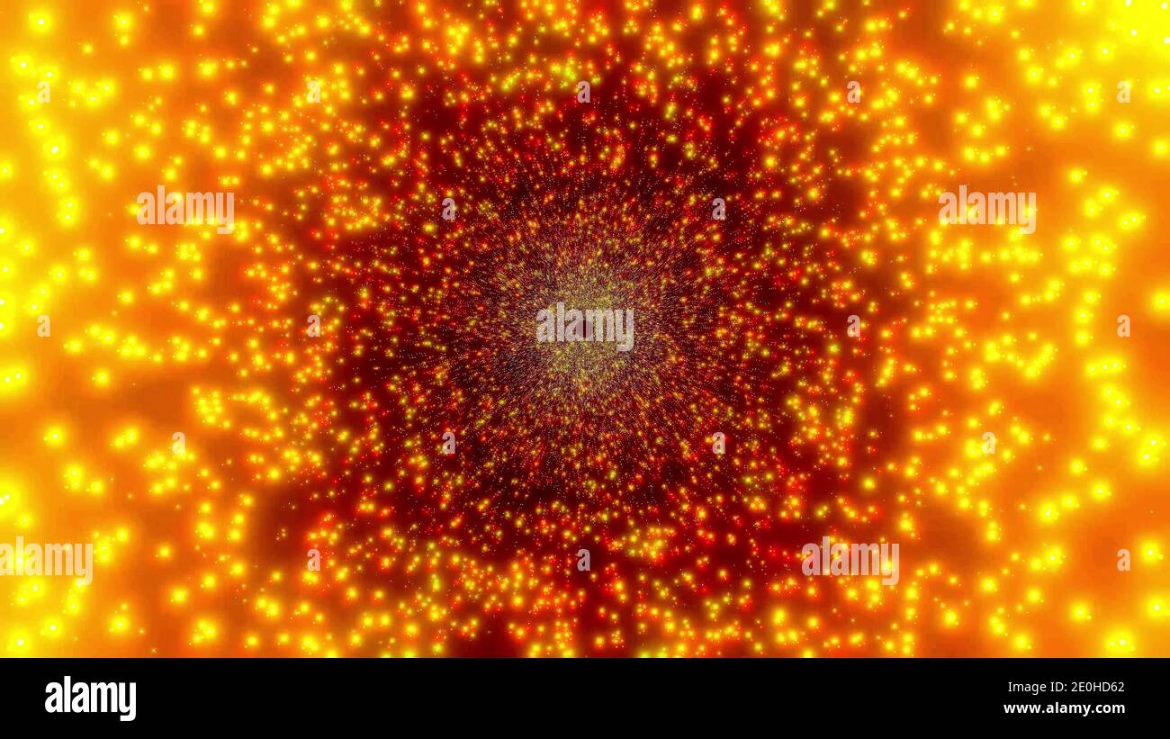 Glowing orange space particle galaxy 3d illustration background ...