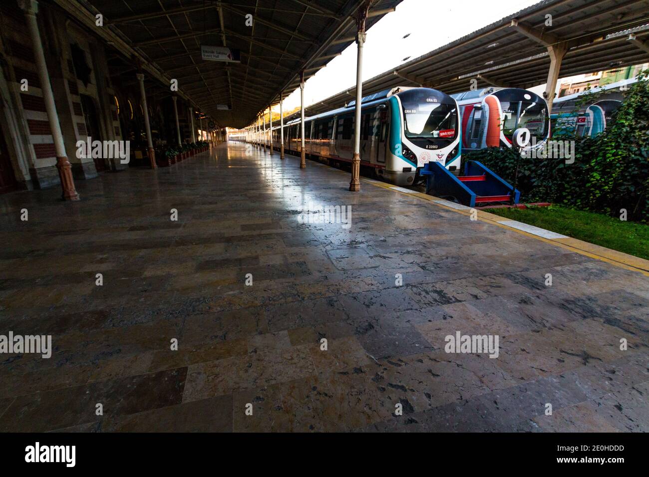 Istanbul, Turkey, platform for the Orient Express at Sirkeci railway ...