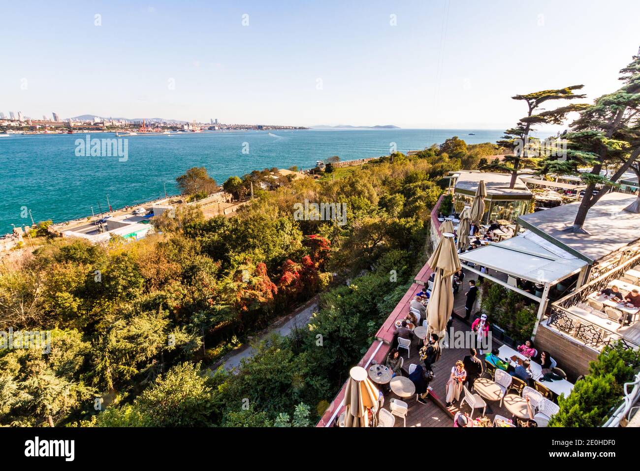 Istanbul, Turkey, View of Bosphorus from Topkapi Musum with Konyali ...