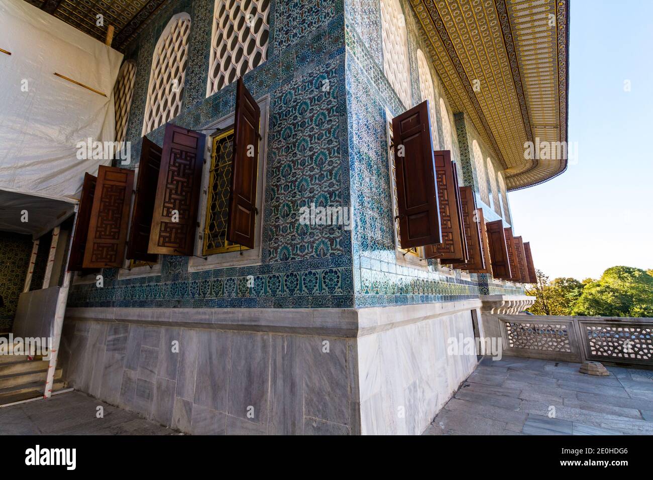 Istanbul, Turkey, Windows with wood shutters at the Topkapi Palace ...