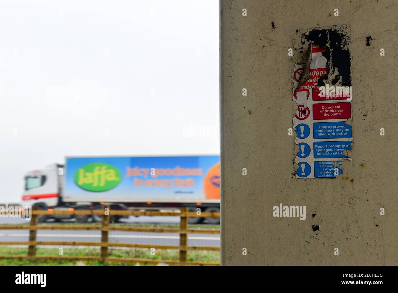 Uk petrol station warning sign hi-res stock photography and images - Alamy
