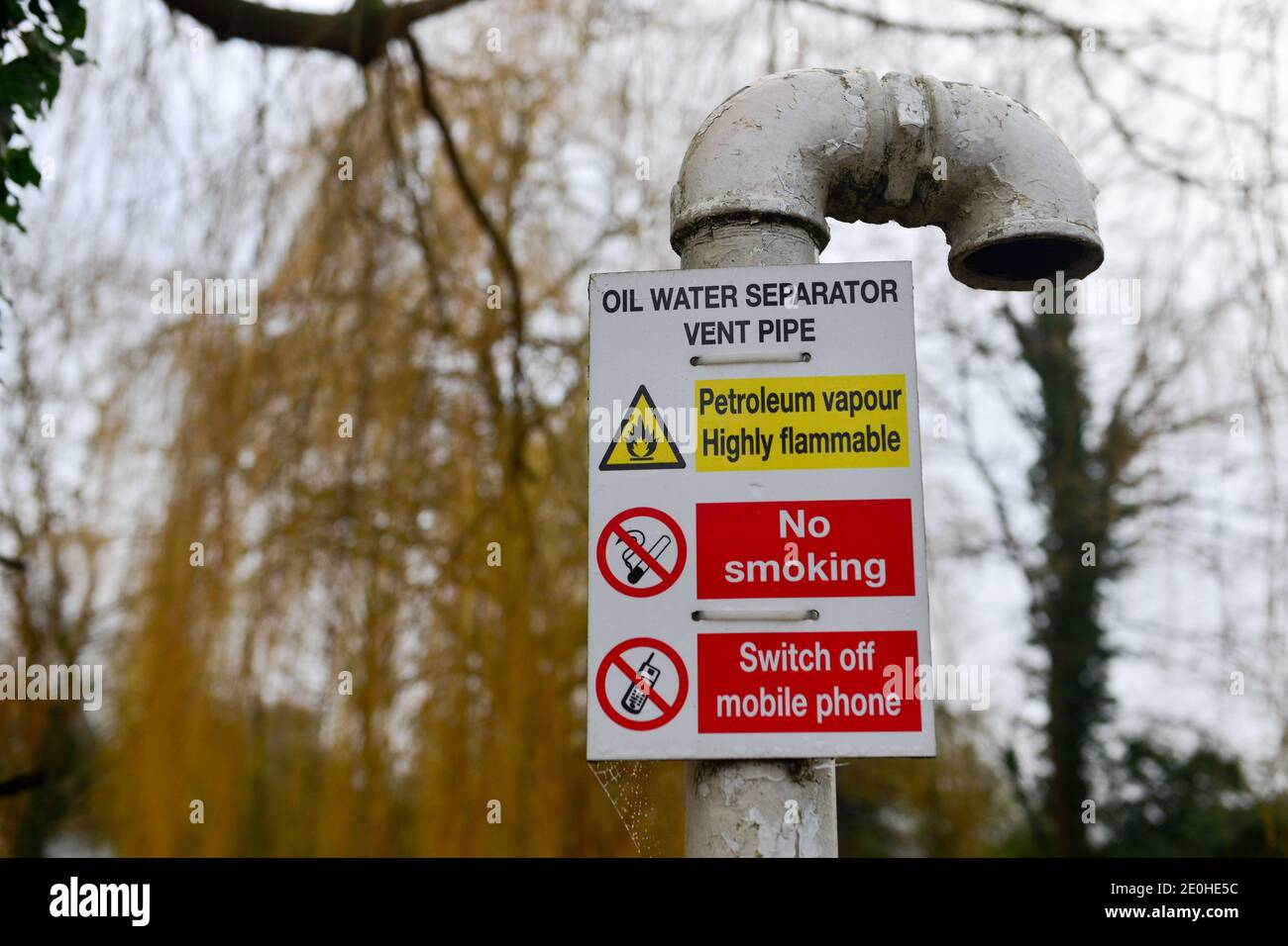 Cambridge , Uk , England, 31-12-2020, warning signs on vent pipe at ...