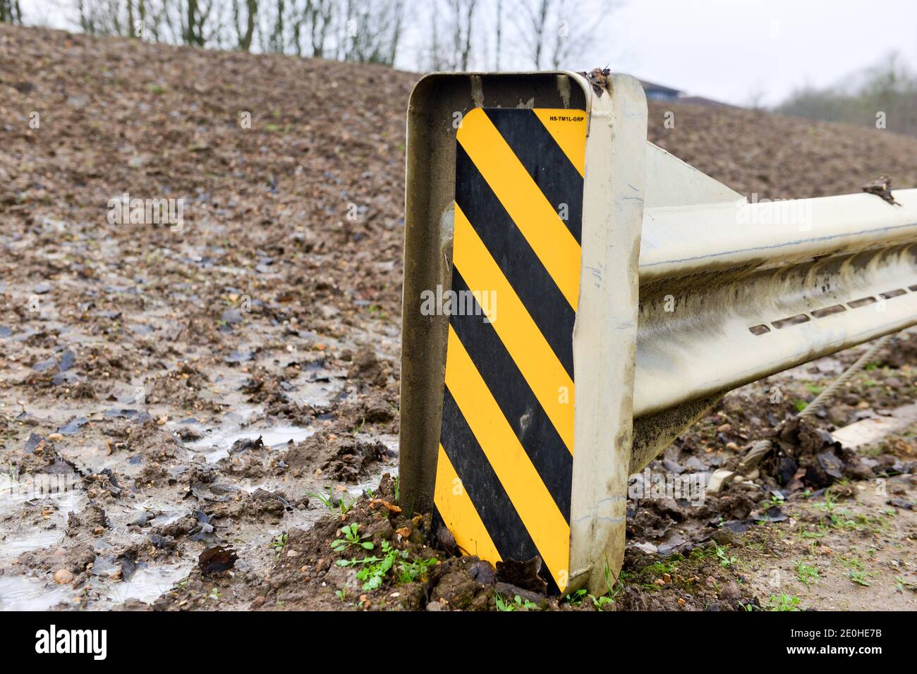 Armco end barrier beside new road Stock Photo - Alamy