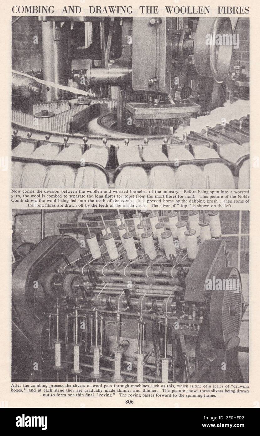 Vintage photos of the manufacturing of wool 1900s - Combing and drawing ...