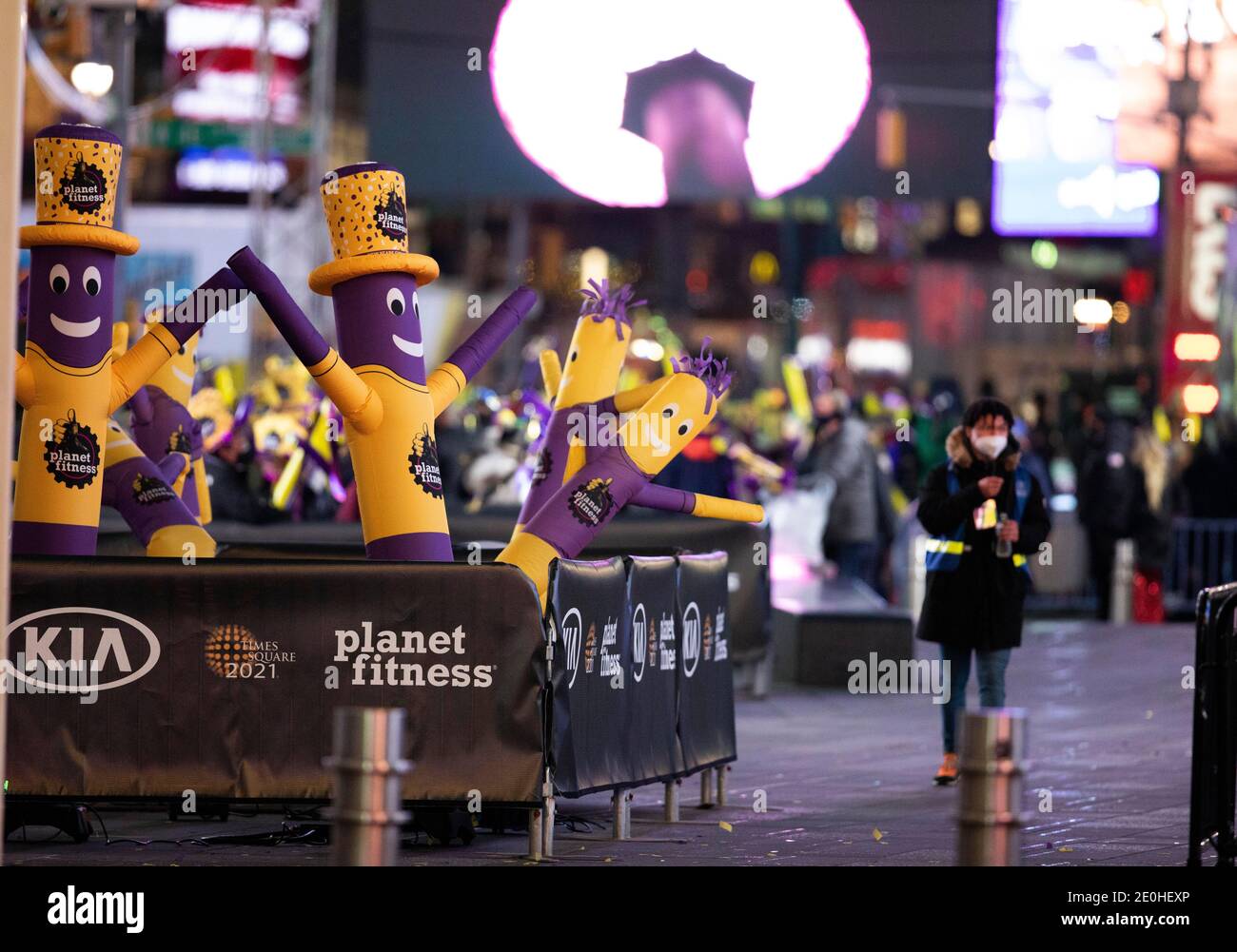 New York, USA. 1st Jan, 2021. Inflatable dummies are seen during the ...
