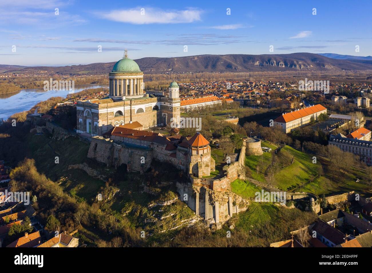Esztergom, Hungary - Aerial view of the beautiful Basilica of Esztergom ...