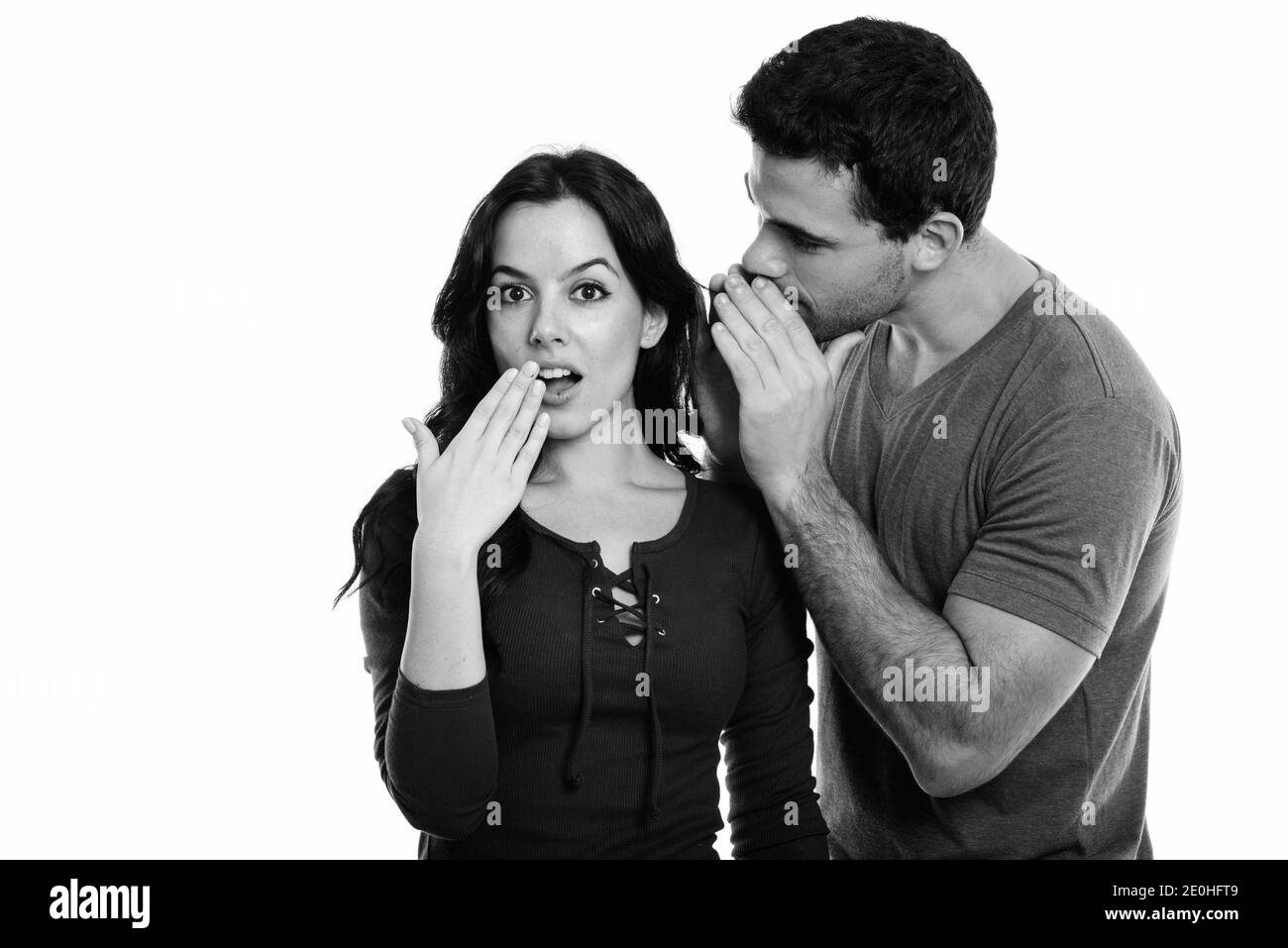 Two People Shocking Shocked Black and White Stock Photos & Images - Alamy