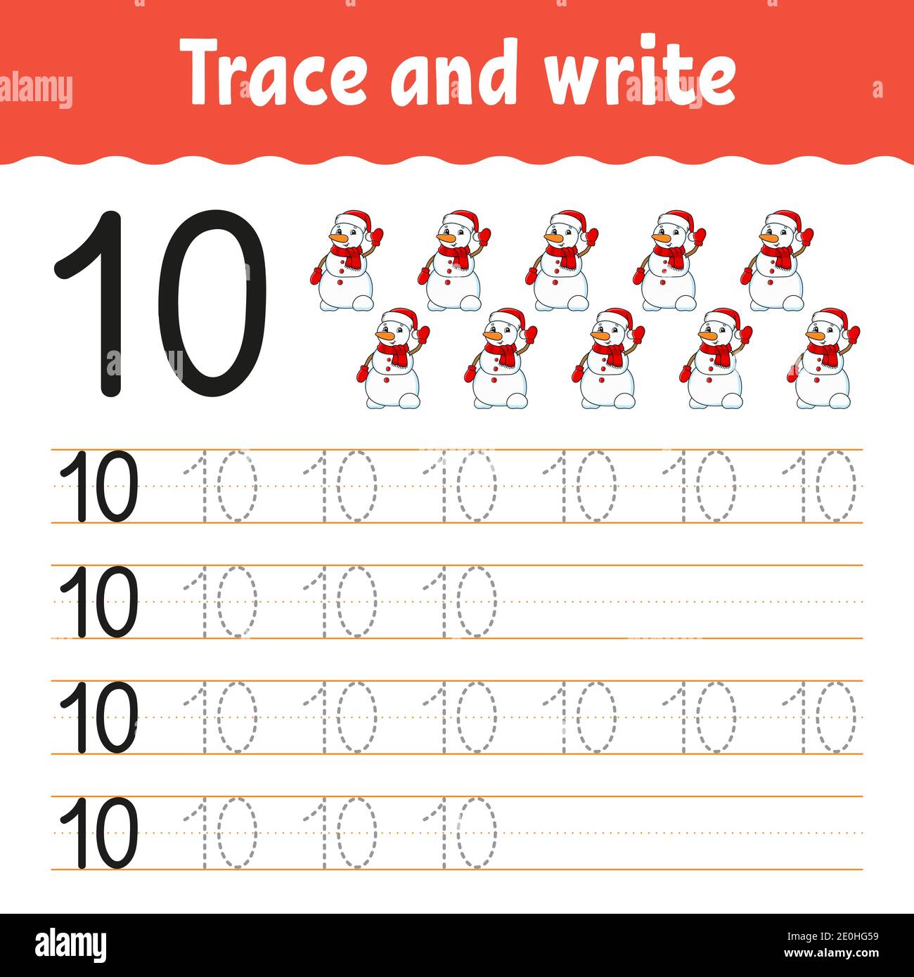 Learn Numbers. Trace and write. Winter theme. Handwriting practice ...