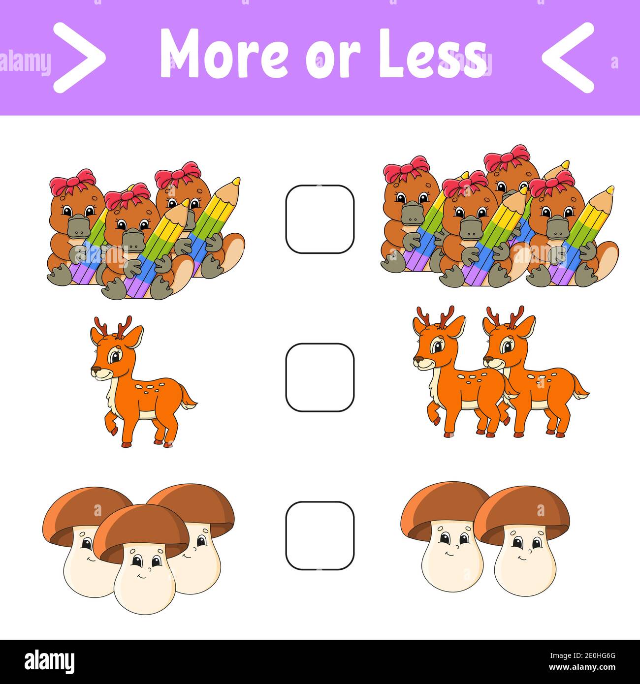More or less. Educational activity worksheet for kids and toddlers ...