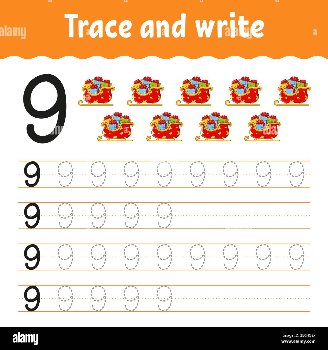 Learn Numbers. Trace and write. Winter theme. Handwriting practice ...