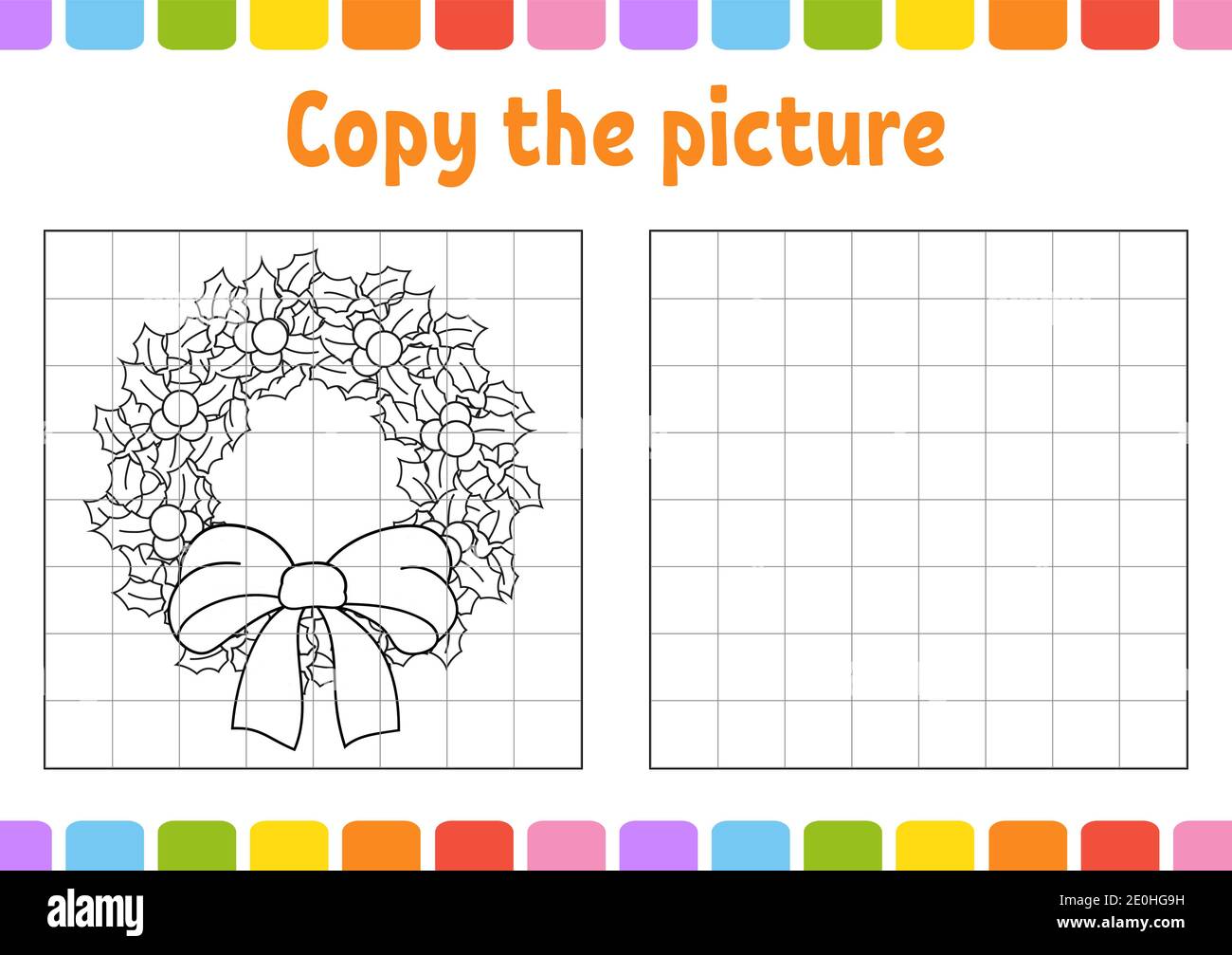 Copy the picture. Winter theme. Coloring book pages for kids. Education ...