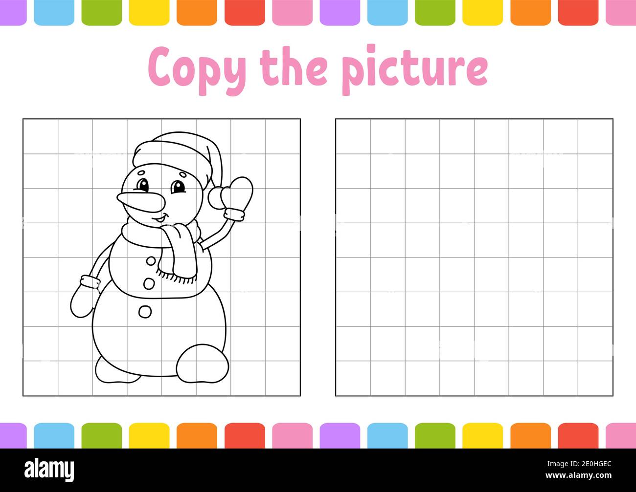 Copy the picture. Winter theme. Coloring book pages for kids. Education ...