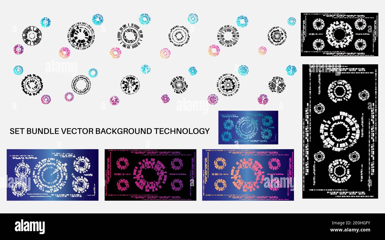 Technology background design collection with circular lines. vector ...