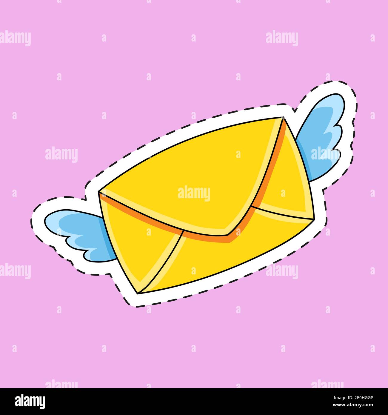 Sticker with contour. Cartoon character. Colorful vector illustration ...