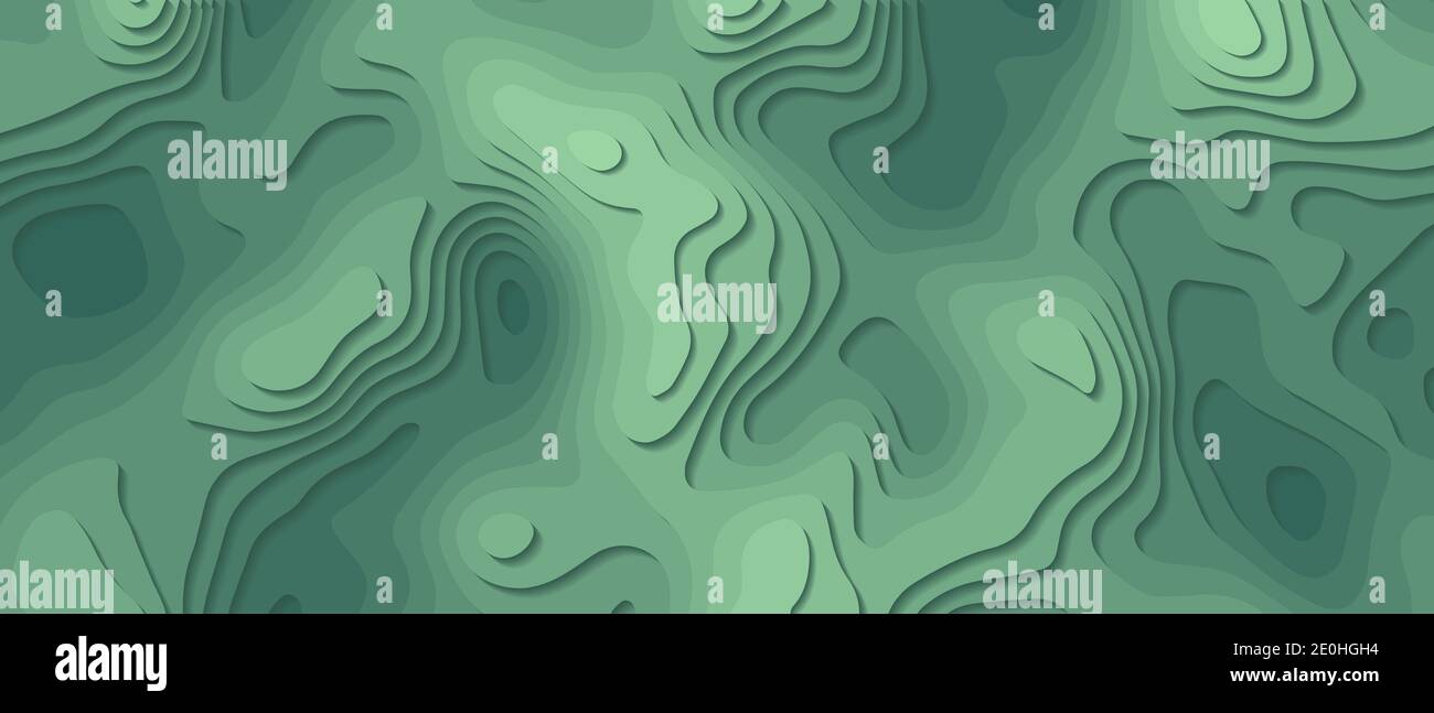 Seamless abstract green background paper cut realistic relief. Vector ...