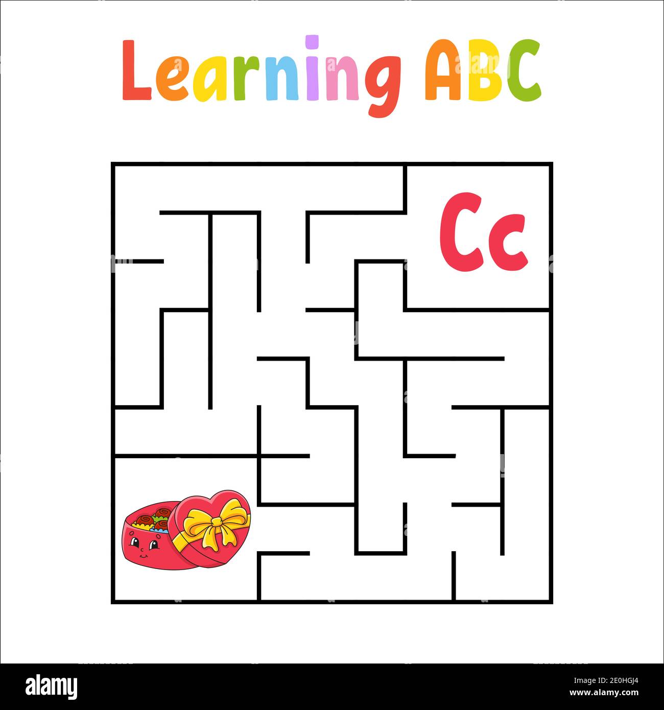 Square maze. Game for kids. Quadrate labyrinth. Education worksheet ...