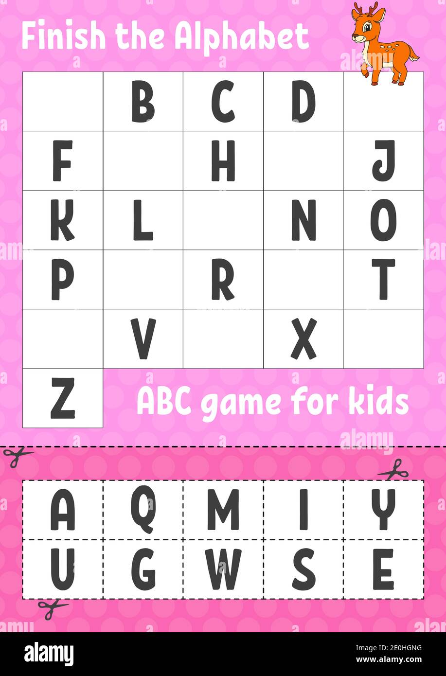Finish the alphabet. ABC game for kids. Cut and glue. Education ...
