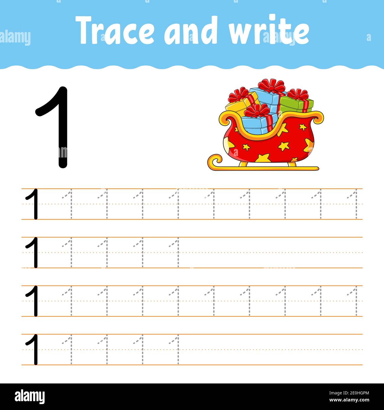 Learn Numbers. Trace and write. Winter theme. Handwriting practice ...