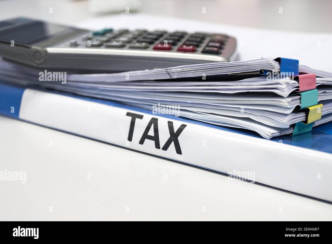 Folder Tax documents and paper files concept Annual tax payment Stock ...