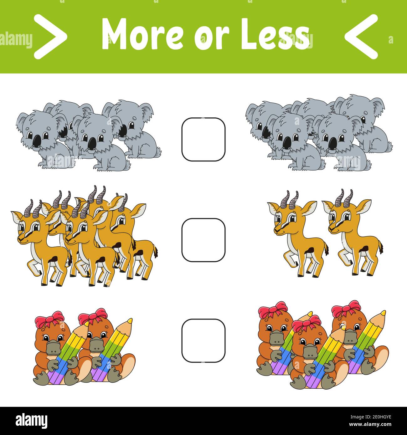 More or less. Educational activity worksheet for kids and toddlers ...