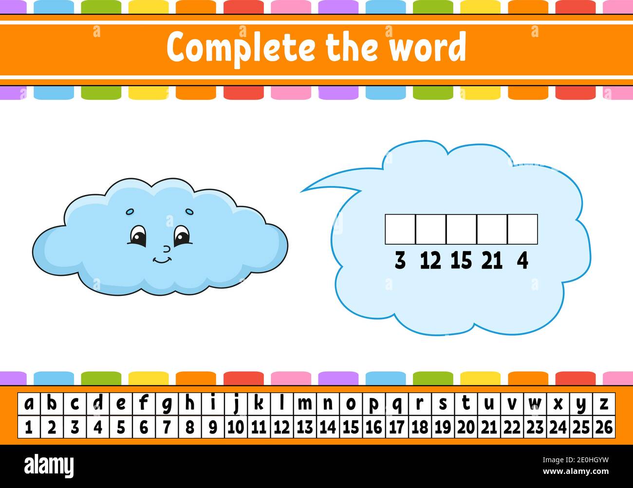 Complete the words. Cipher code. Learning vocabulary and numbers ...