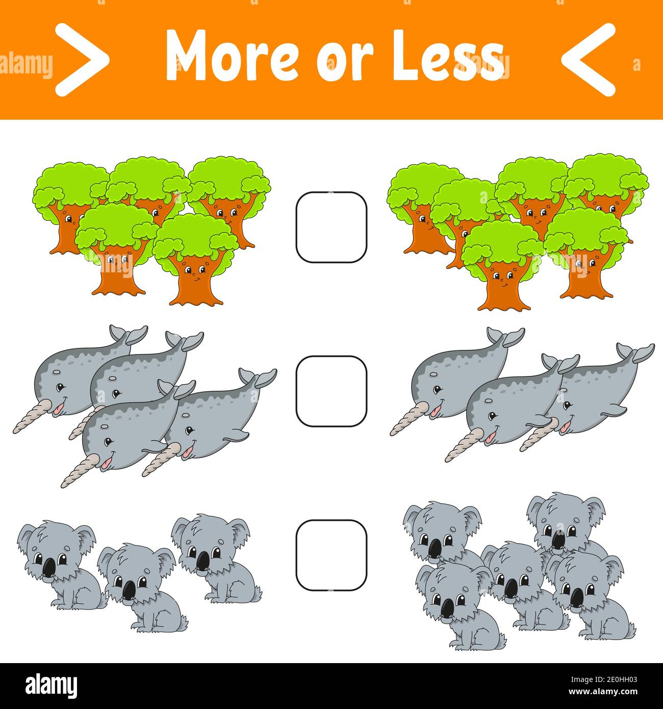 More or less. Educational activity worksheet for kids and toddlers ...