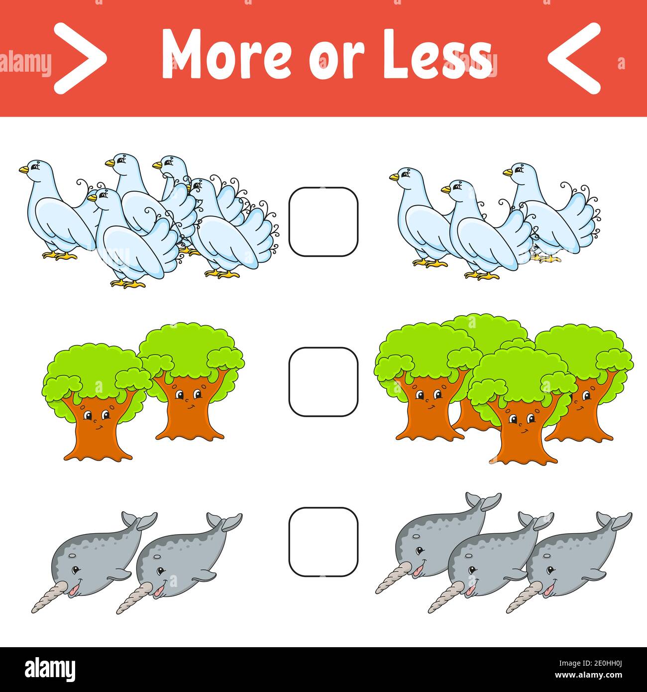 More or less. Educational activity worksheet for kids and toddlers ...