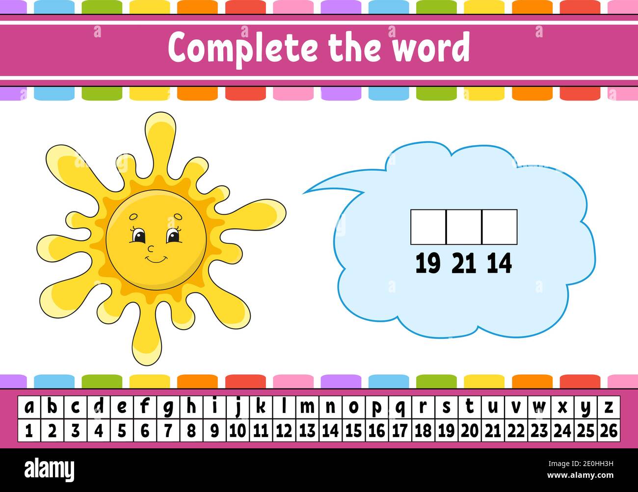 Complete the words. Cipher code. Learning vocabulary and numbers ...