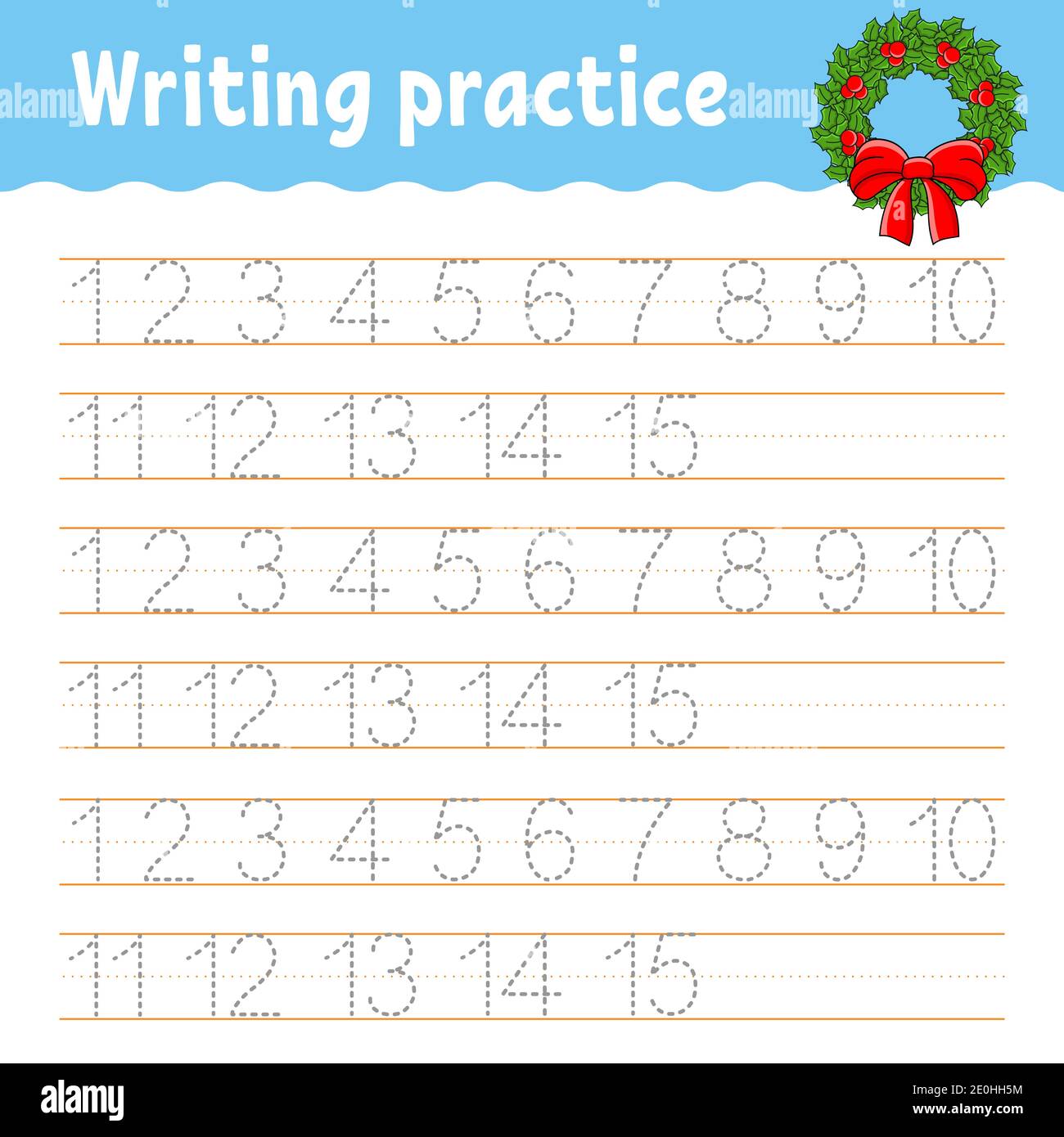 Learn Numbers. Trace and write. Winter theme. Handwriting practice ...