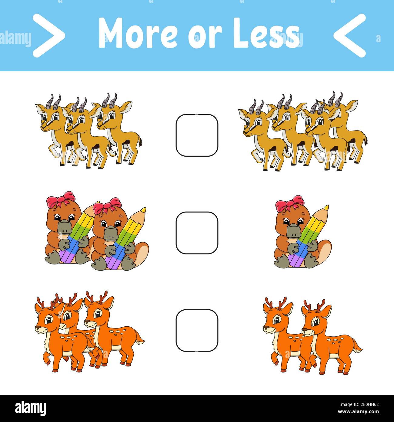 More or less. Educational activity worksheet for kids and toddlers ...