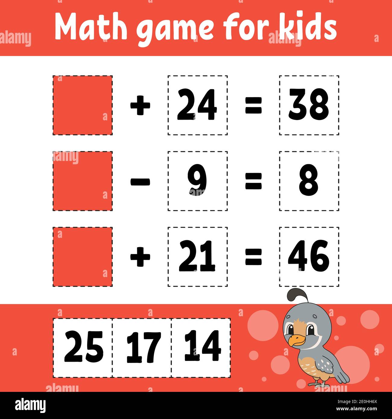 Math game for kids. Education developing worksheet. Activity page with ...