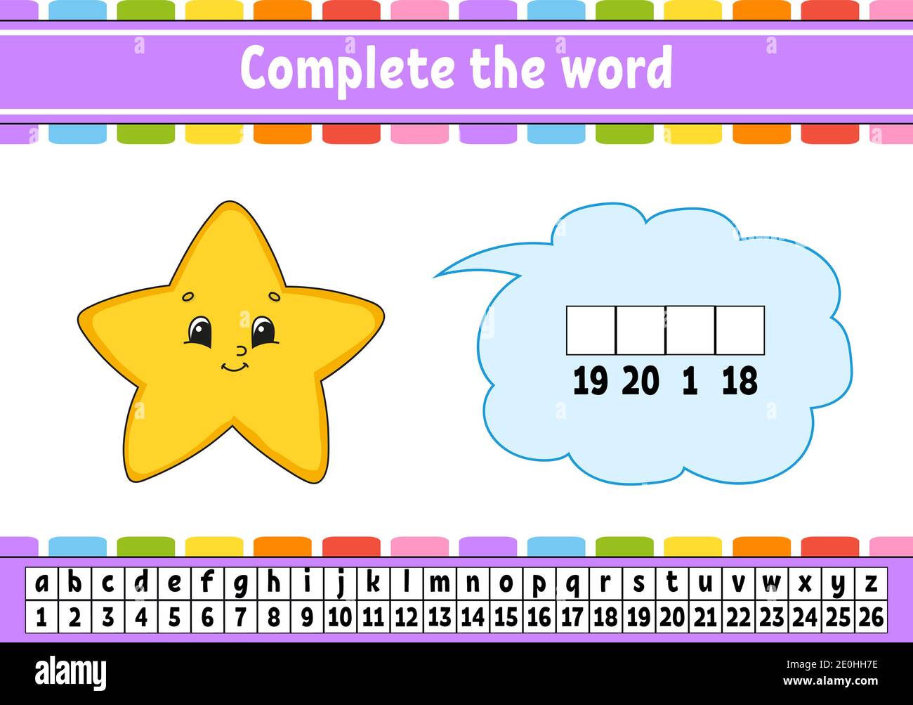 Complete the words. Cipher code. Learning vocabulary and numbers ...