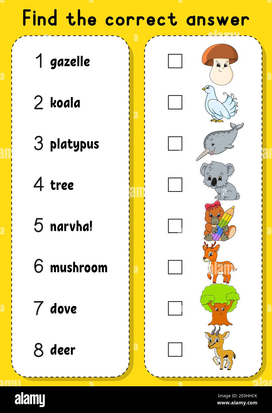 Matching game for kids. Learn English words. Education developing ...