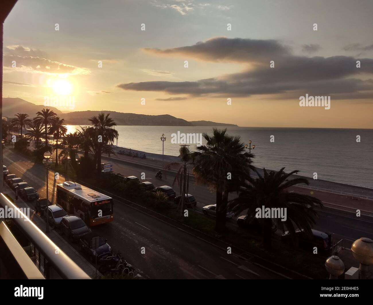 A sunset view form de Nice Beach Stock Photo - Alamy