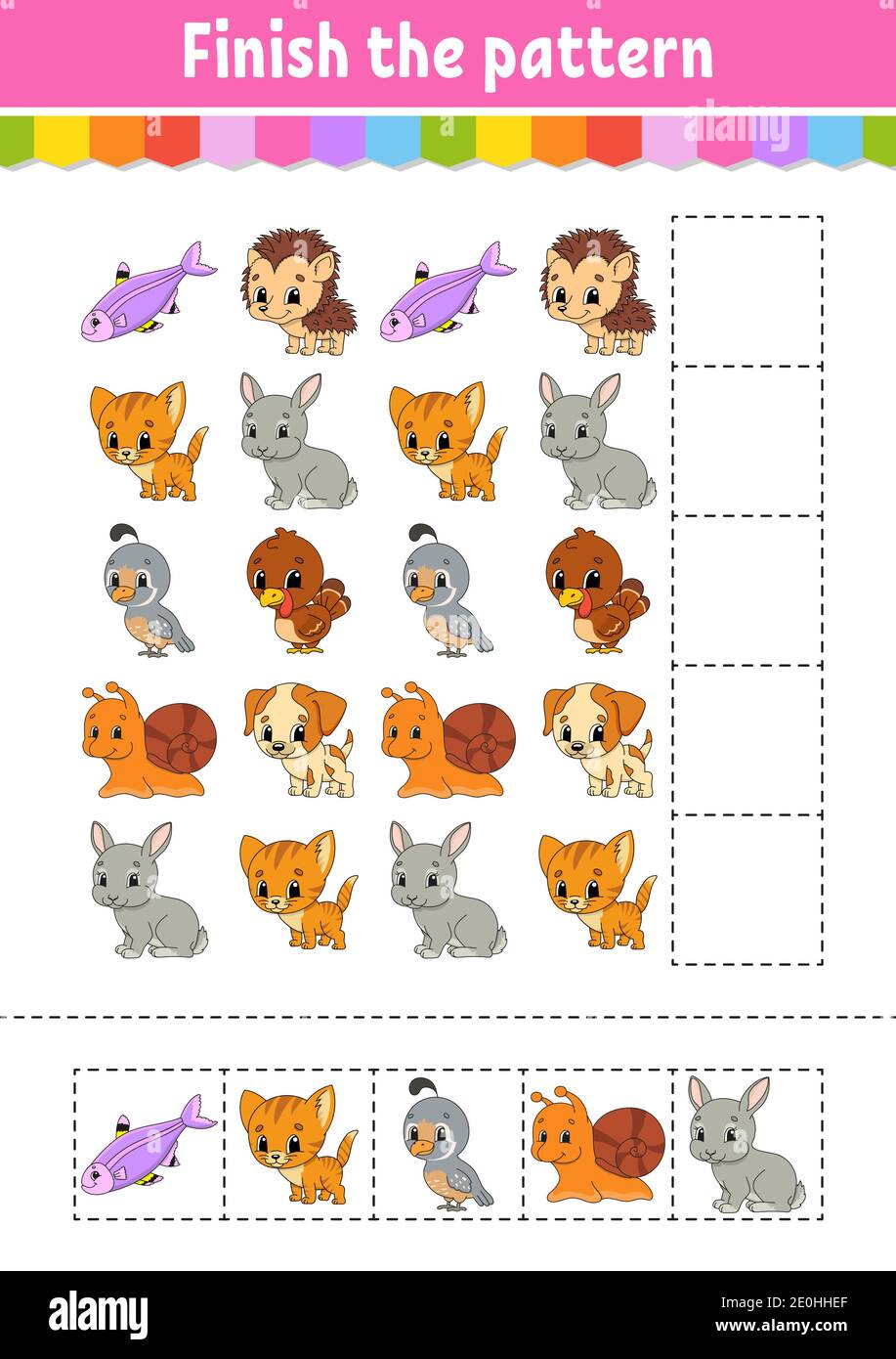 Finish the pattern. Cut and play. Education developing worksheet ...
