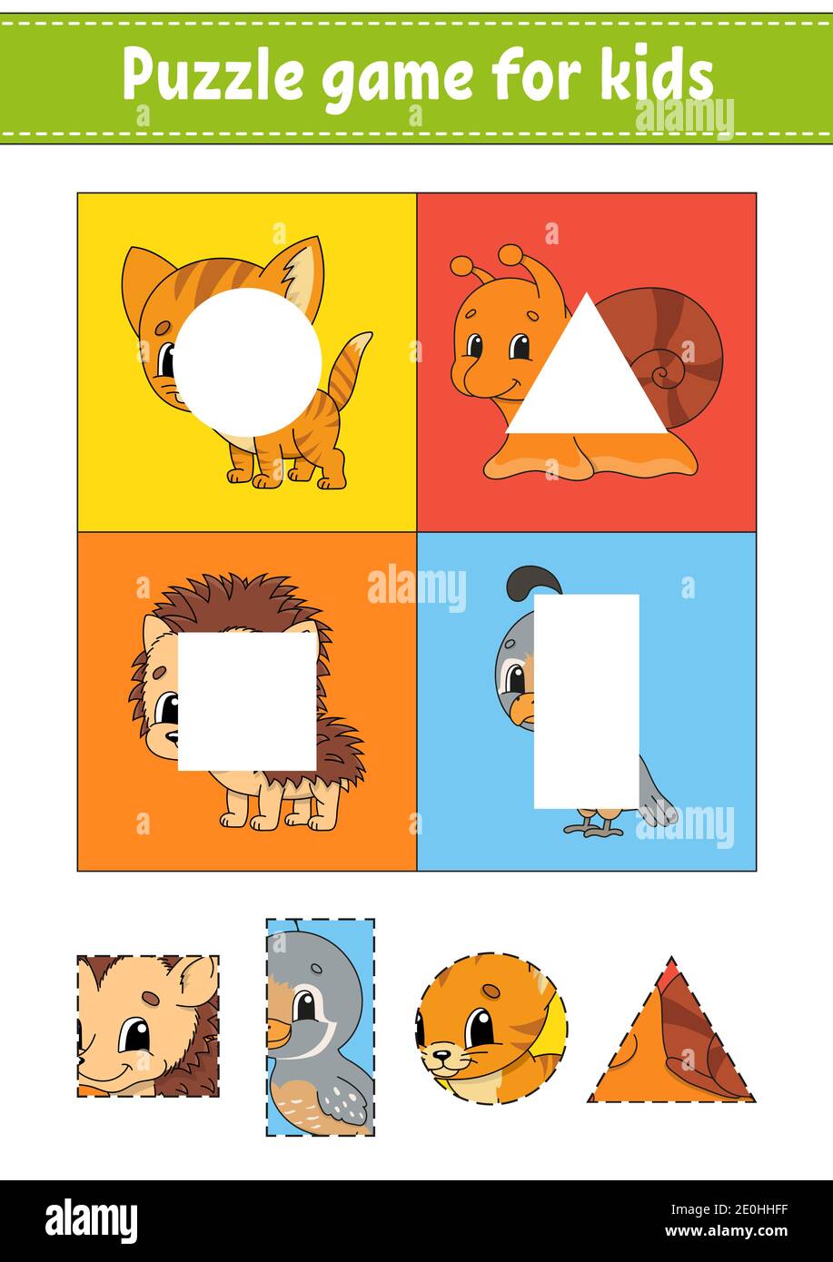 Puzzle game for kids. Cut and paste. Cutting practice. Learning shapes ...