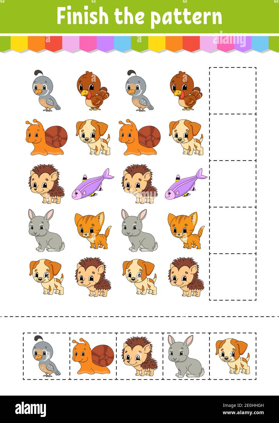 Finish the pattern. Cut and play. Education developing worksheet ...