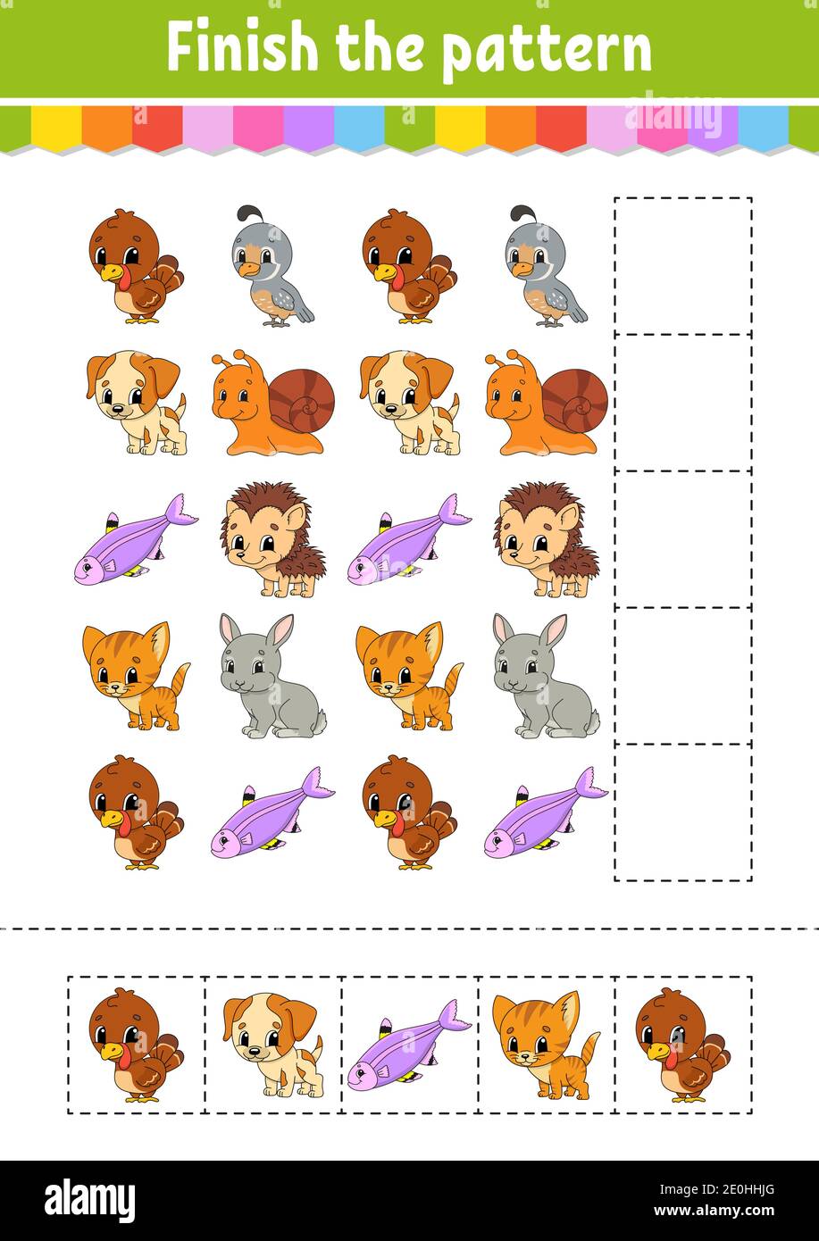 Finish the pattern. Cut and play. Education developing worksheet ...