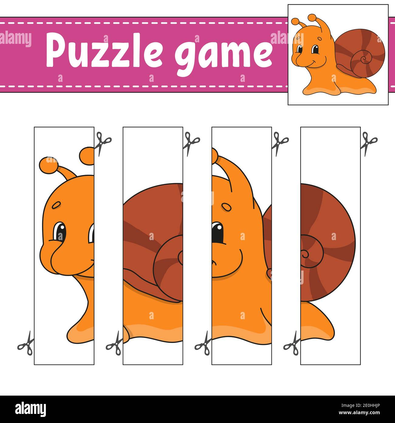 Puzzle game for kids. Cutting practice. Education developing worksheet ...