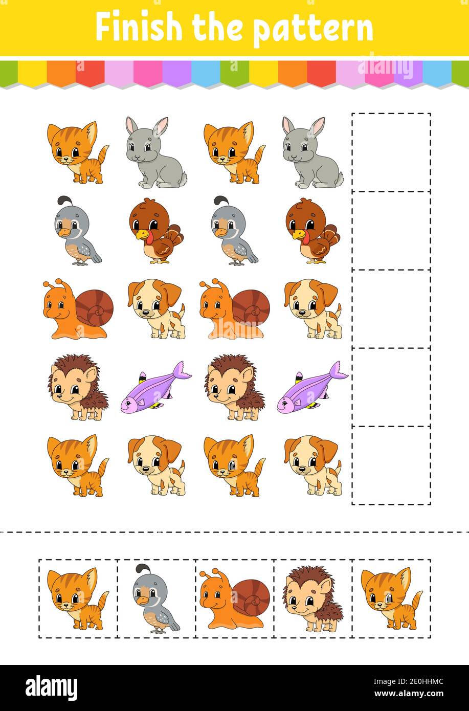 Finish the pattern. Cut and play. Education developing worksheet ...