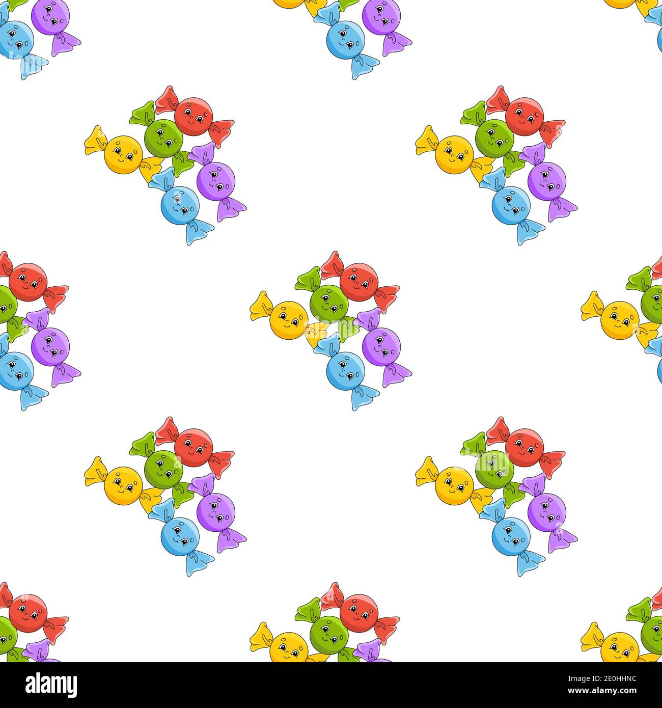 Colored seamless pattern. Cartoon style. Hand drawn. Vector ...