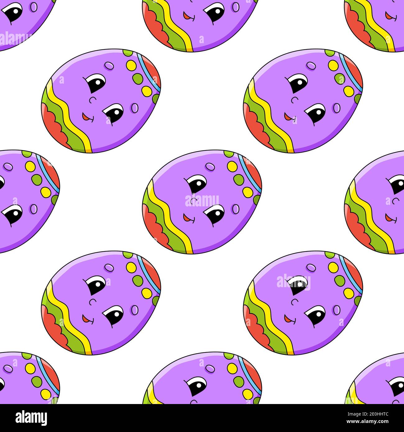 Colored seamless pattern. Cartoon style. Hand drawn. Vector ...