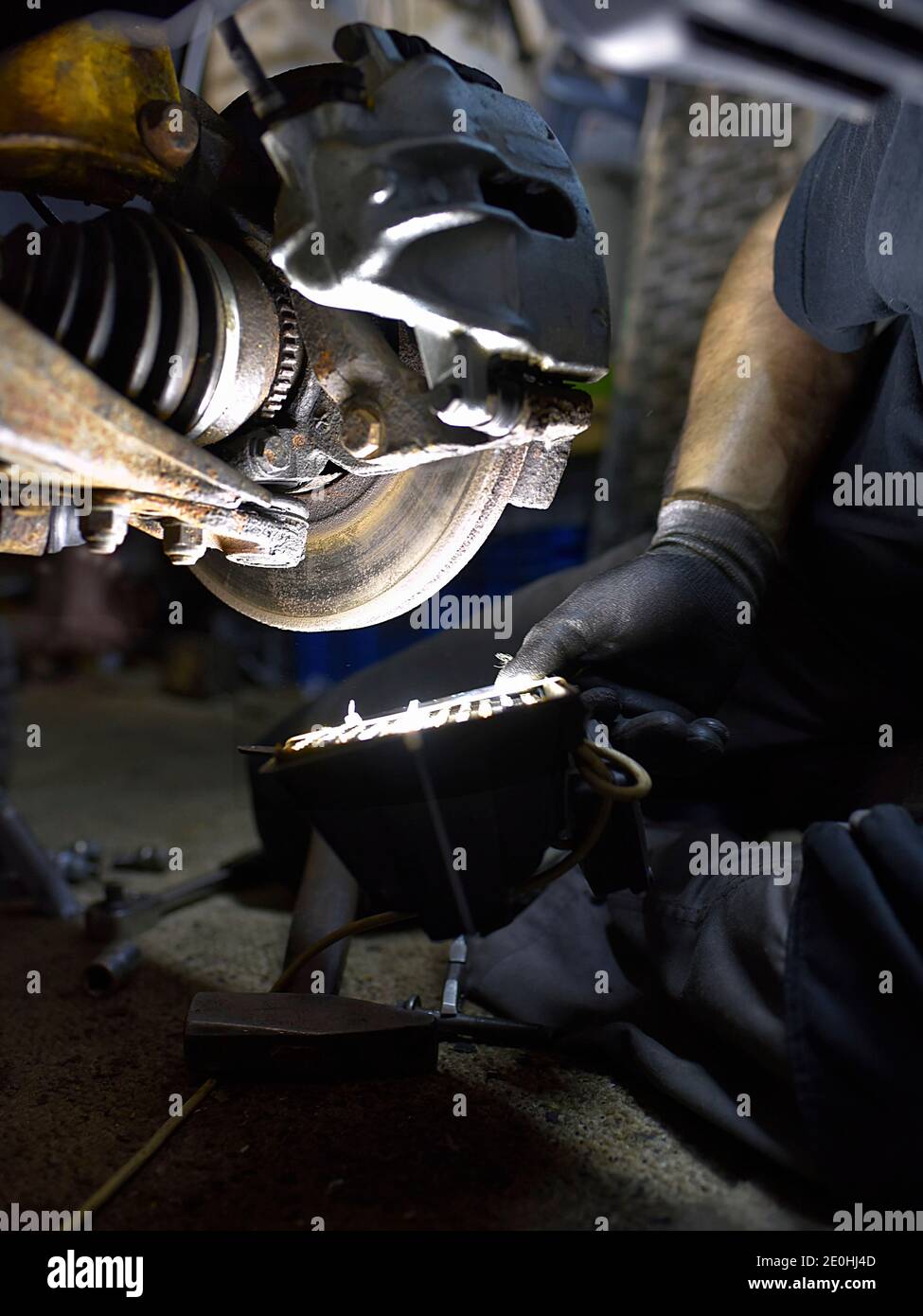 Car mechanic using torque wrench hi-res stock photography and images ...