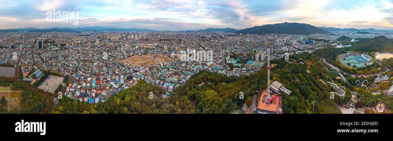 DAEGU, KOREA, OCTOBER 28, 2019: Night aerial view of downtown Daegu ...