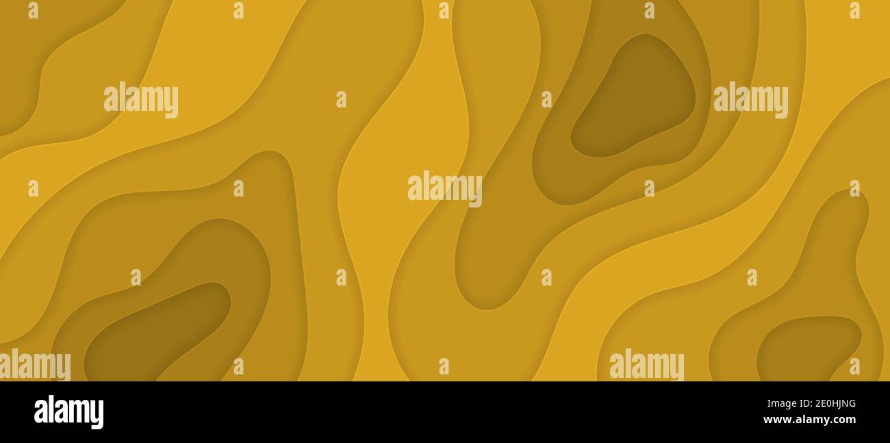 Abstract yellow background paper cut realistic relief. Vector ...