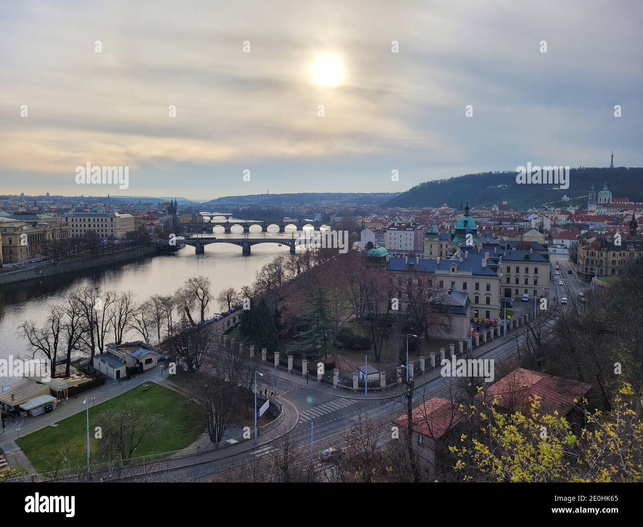overview Letna Park with red tram in Prague, Czech Republic Stock Photo ...